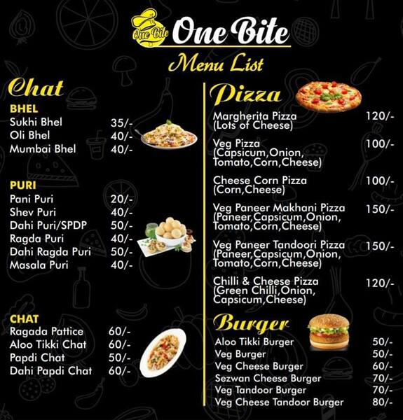 Menu of One Bite, Bhosari, Pune