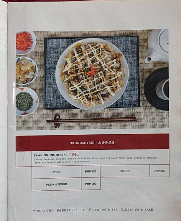 Menu at Zaan Japanese Tea House restaurant, Quezon City