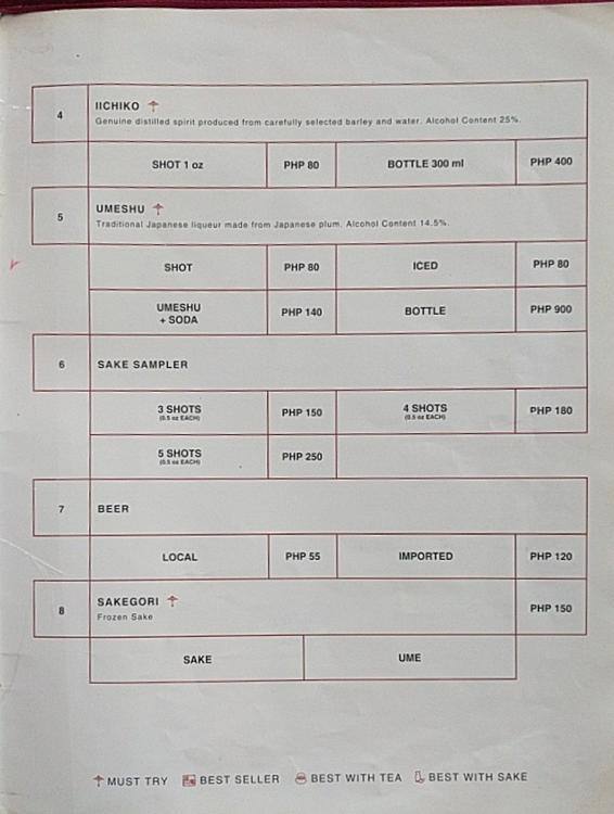 Menu at Zaan Japanese Tea House restaurant, Quezon City