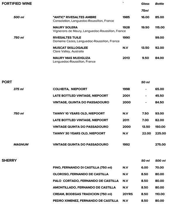Menu at Castle Terrace restaurant, Edinburgh