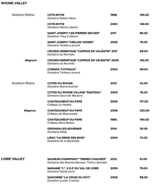 Menu at Castle Terrace restaurant, Edinburgh