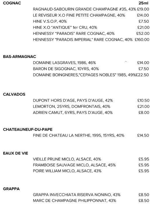 Menu at Castle Terrace restaurant, Edinburgh
