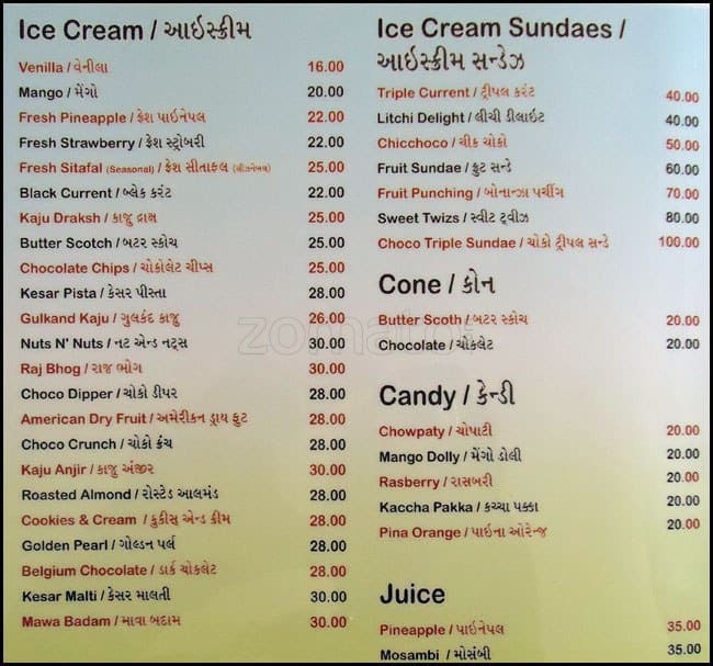 Menu at Chamunda Lassi, Ahmedabad, 1 Harsiddh Chamber Ashram Road