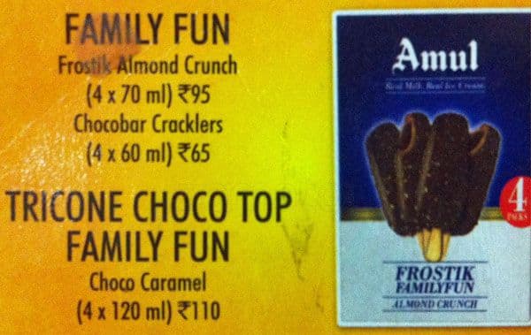 Menu at Amul Ice Cream, Indore