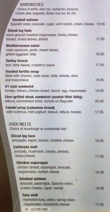 C1 Cafe Brasserie Menu, Menu for C1 Cafe Brasserie, Chatswood, Sydney ...