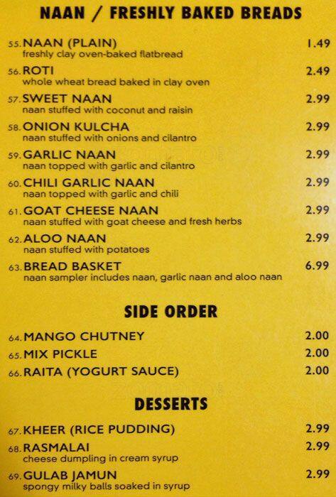 Menu at Noori Pakistani & Indian Cuisine - SF restaurant, San Francisco