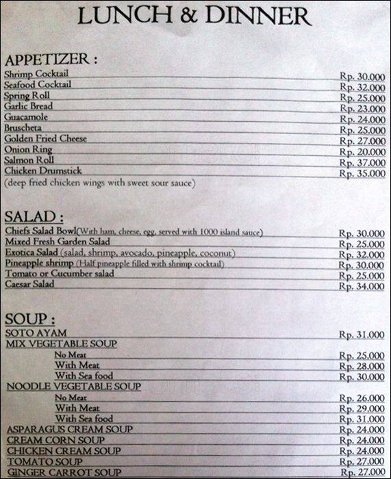 Menu at Janger Restaurant, Sengkidu