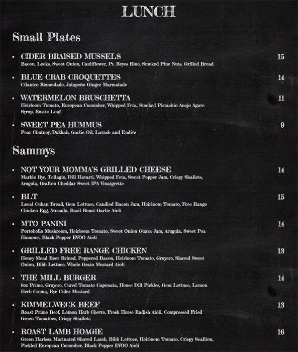 Menu at The Mill Restaurant, Saint Petersburg