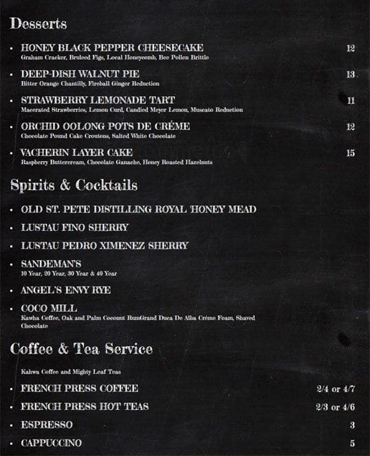 Menu at The Mill Restaurant, Saint Petersburg