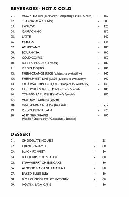 Menu at The Waiting Room Cafe, Mumbai, Pandurang Niwas