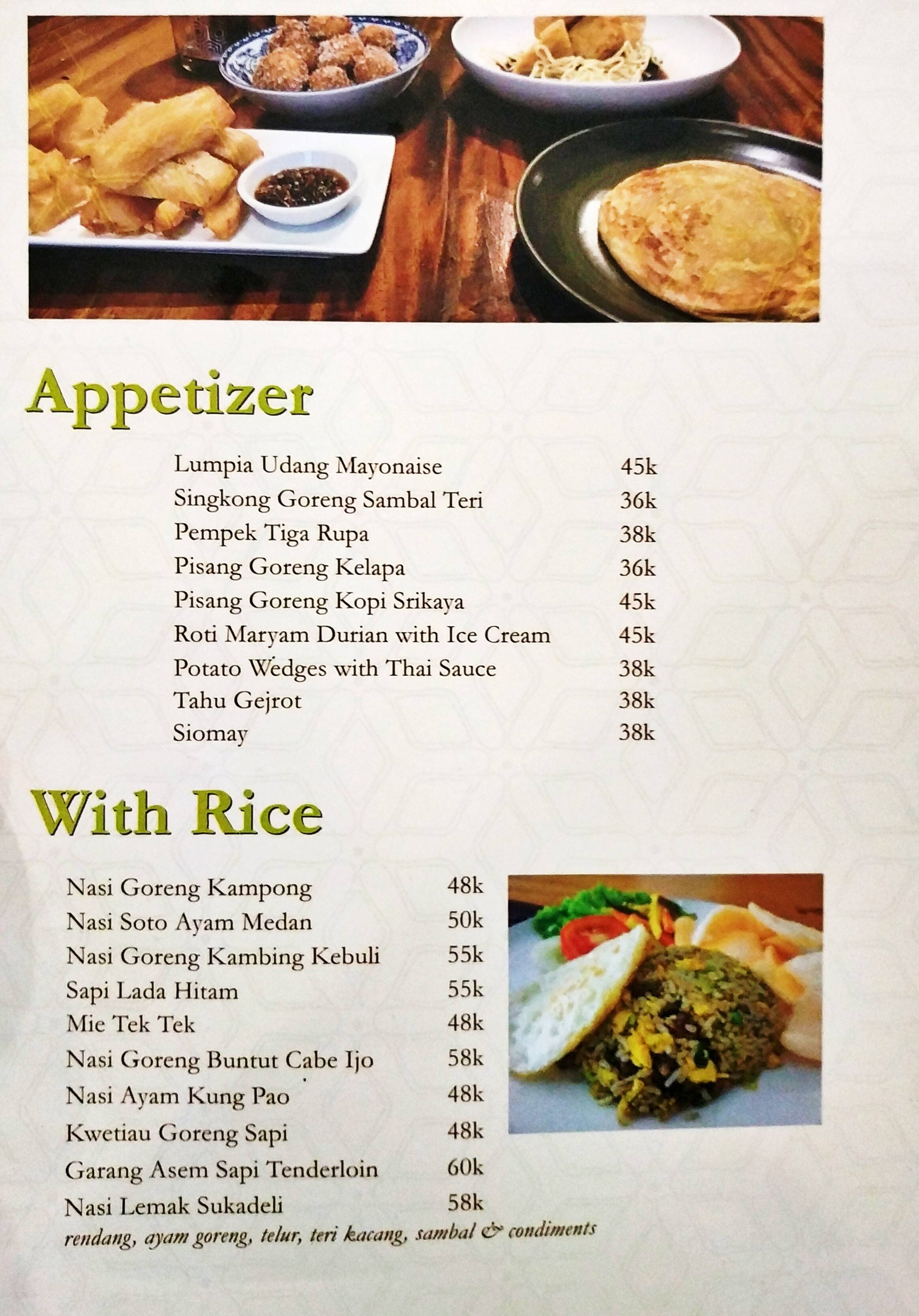 Menu at TWS Deli restaurant, Jakarta