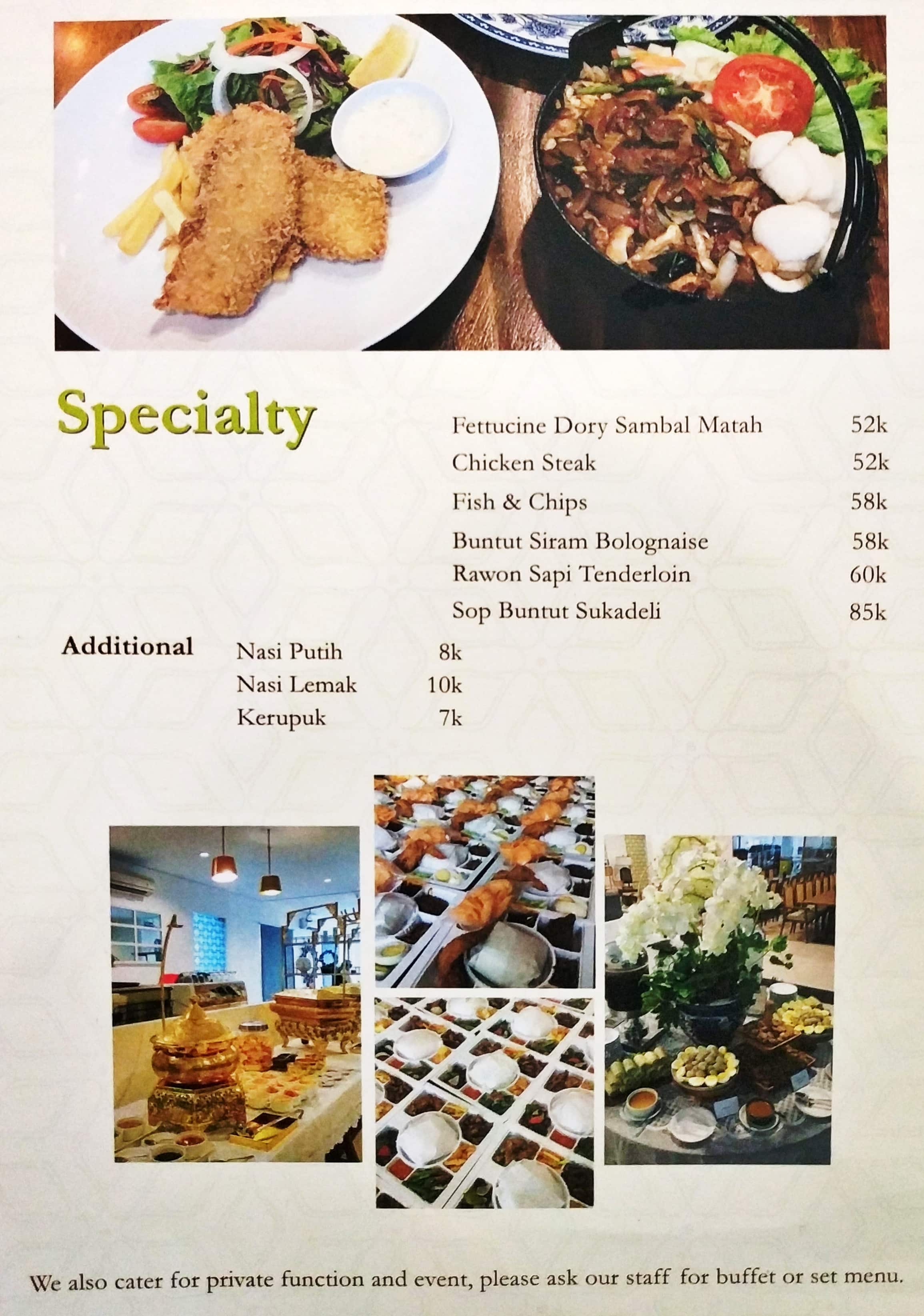 Menu at TWS Deli restaurant, Jakarta