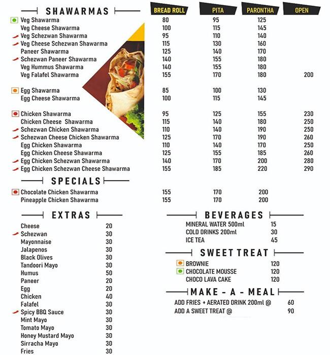 Menu of Habibi Bros Shawarma, Veera Desai Area, Mumbai