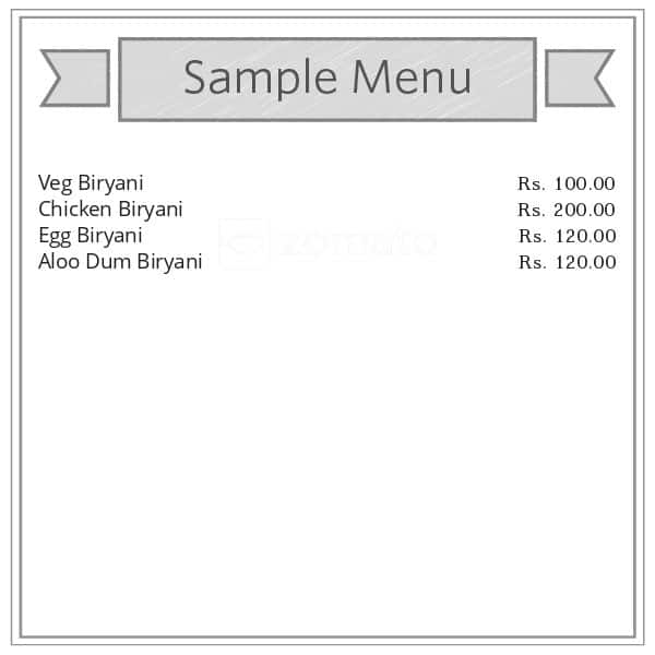 Menu of Asha Biryani, Bommanahalli, Bangalore