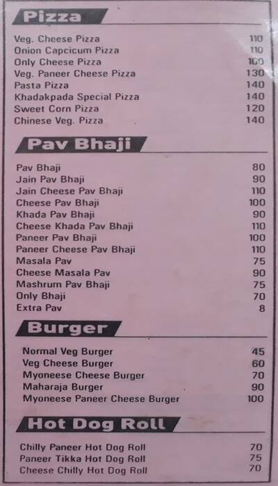 Menu of Khadakpada Food Junction, Kalyan, Thane