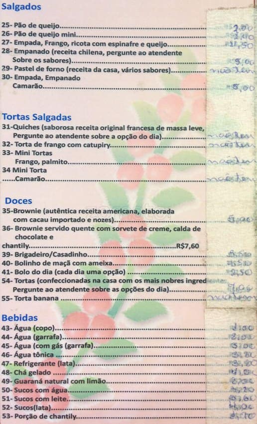 Menu em Café Eldorado, Brasília, SDS