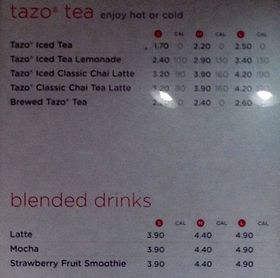 Menu at Seattle's Best Coffee, Bremerton, 5050 State Highway 303 NE