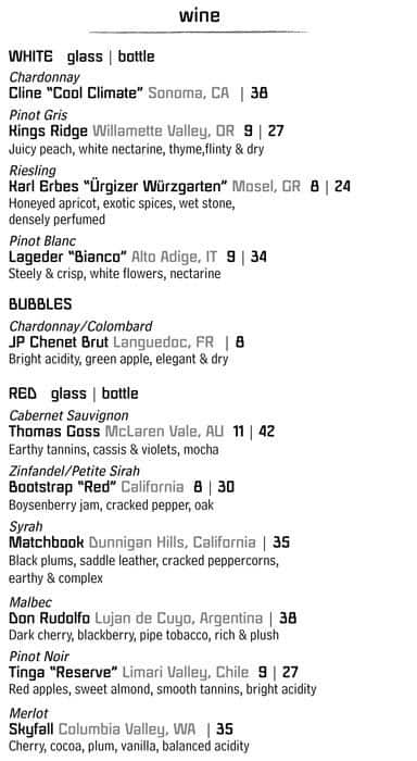 Menu at Proof pub & bar, De Pere