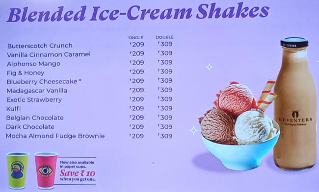Menu at Keventers - Milkshakes & Desserts, Mumbai, Unit 01