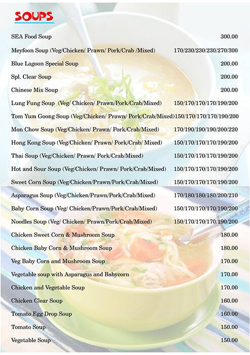 Menu at Blue Lagoon, Kolkata, A26