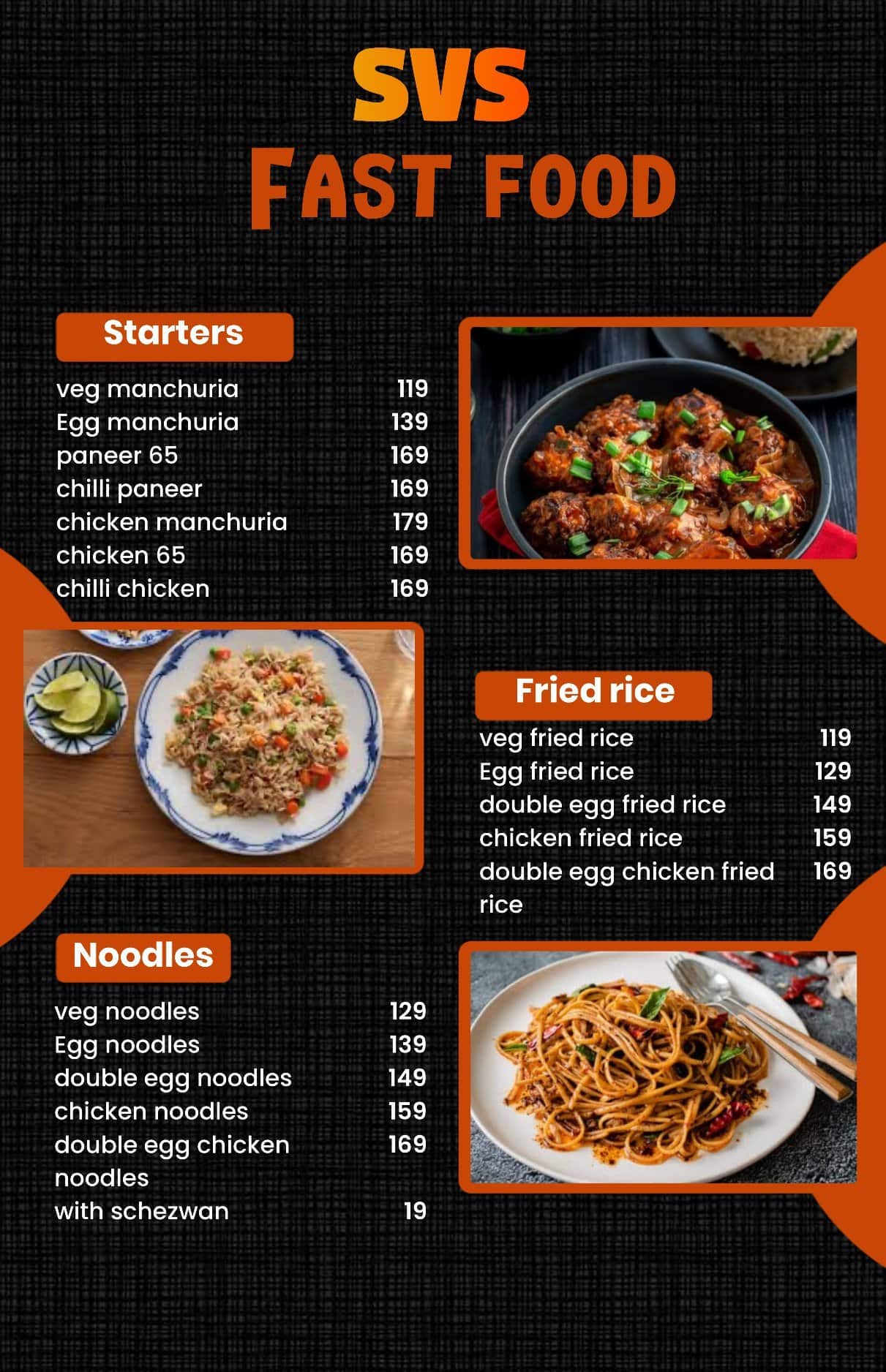 Menu of SVS Foods, Lingampally, Hyderabad