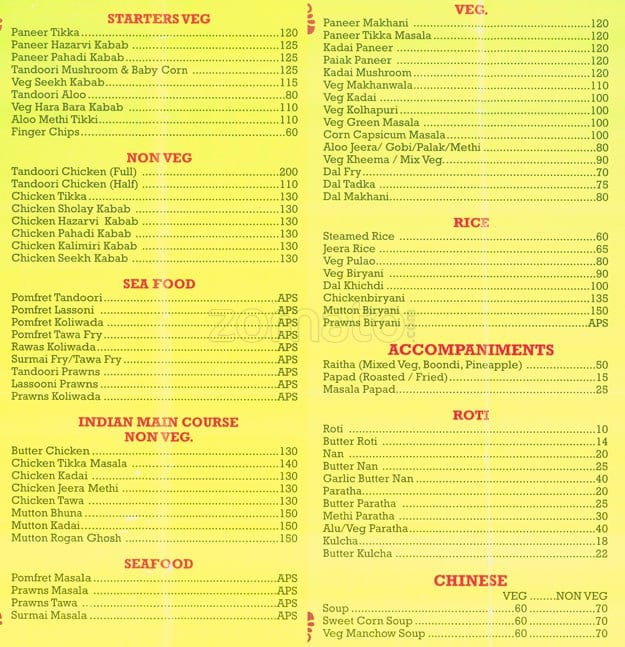 Menu at Somras Resto Bar, Mumbai