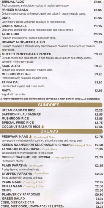 Carta de Panas Gurkha Restaurant, Londres