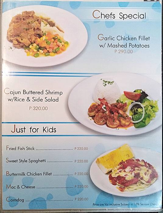 Menu at Ace International Buffet restaurant, Pasig