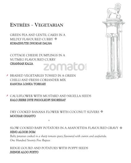 Menu at Oh Calcutta, Pune