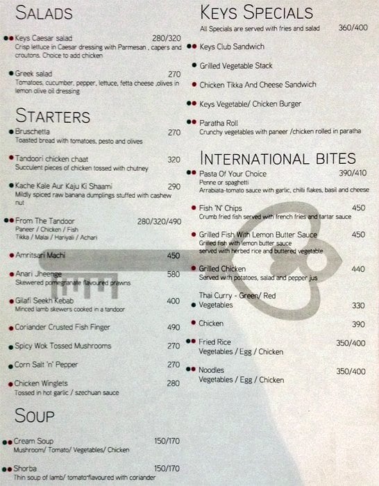 Keys Cafe - Keys Hotel Menu, Menu for Keys Cafe - Keys Hotel, Pimpri ...