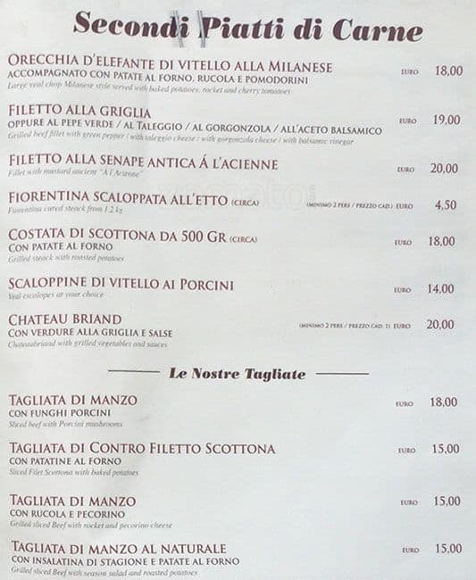 Menu da Quattro Fratelli ristorante, Corsico