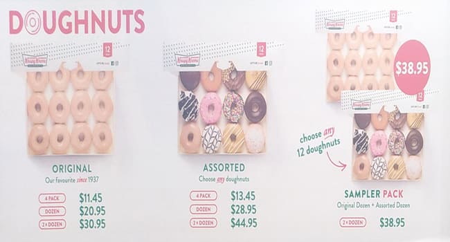 Menu at Krispy Kreme desserts, Nudgee