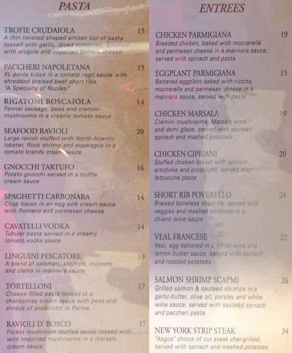 Menu at Pizzaiolo pizzeria, Chicago
