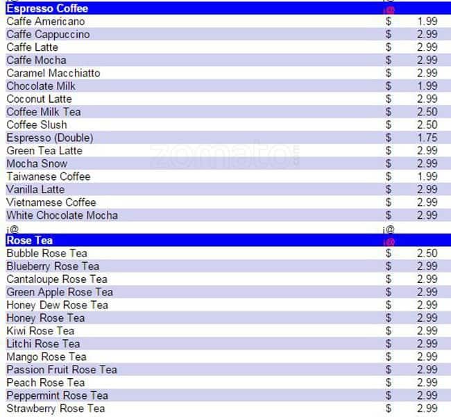 Menu at Quickly restaurant, Daly City, 175 Southgate Ave