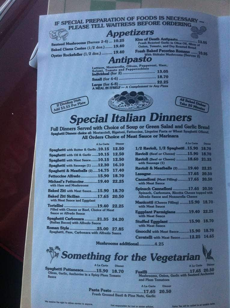 Menu at Italian Kitchen pizzeria, Hesperia, Yucca St