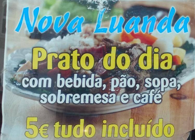 Menu at Nova Luanda restaurant, Porto