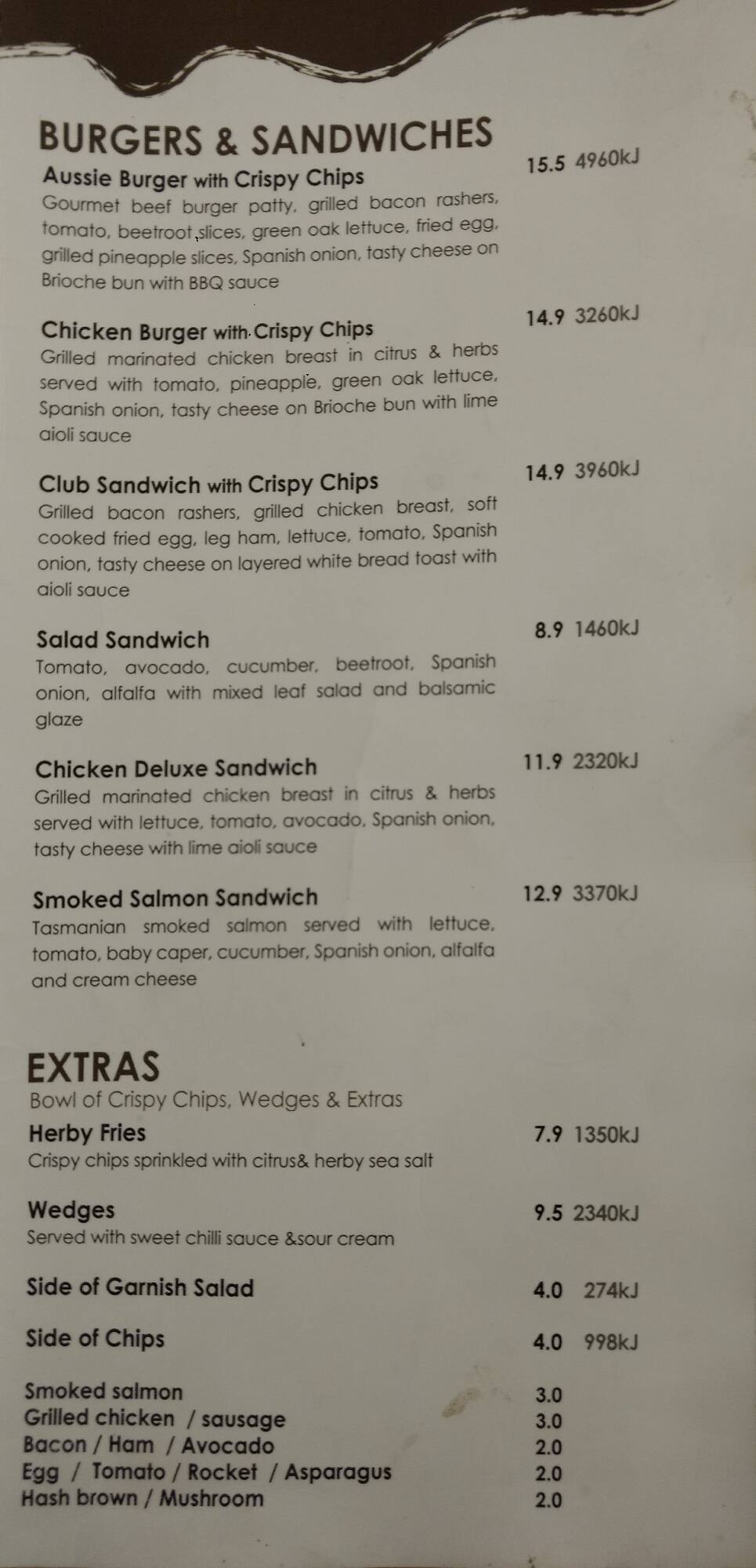 Menu at Caffe Cherry Beans - Campbelltown Mall cafe, Campbelltown