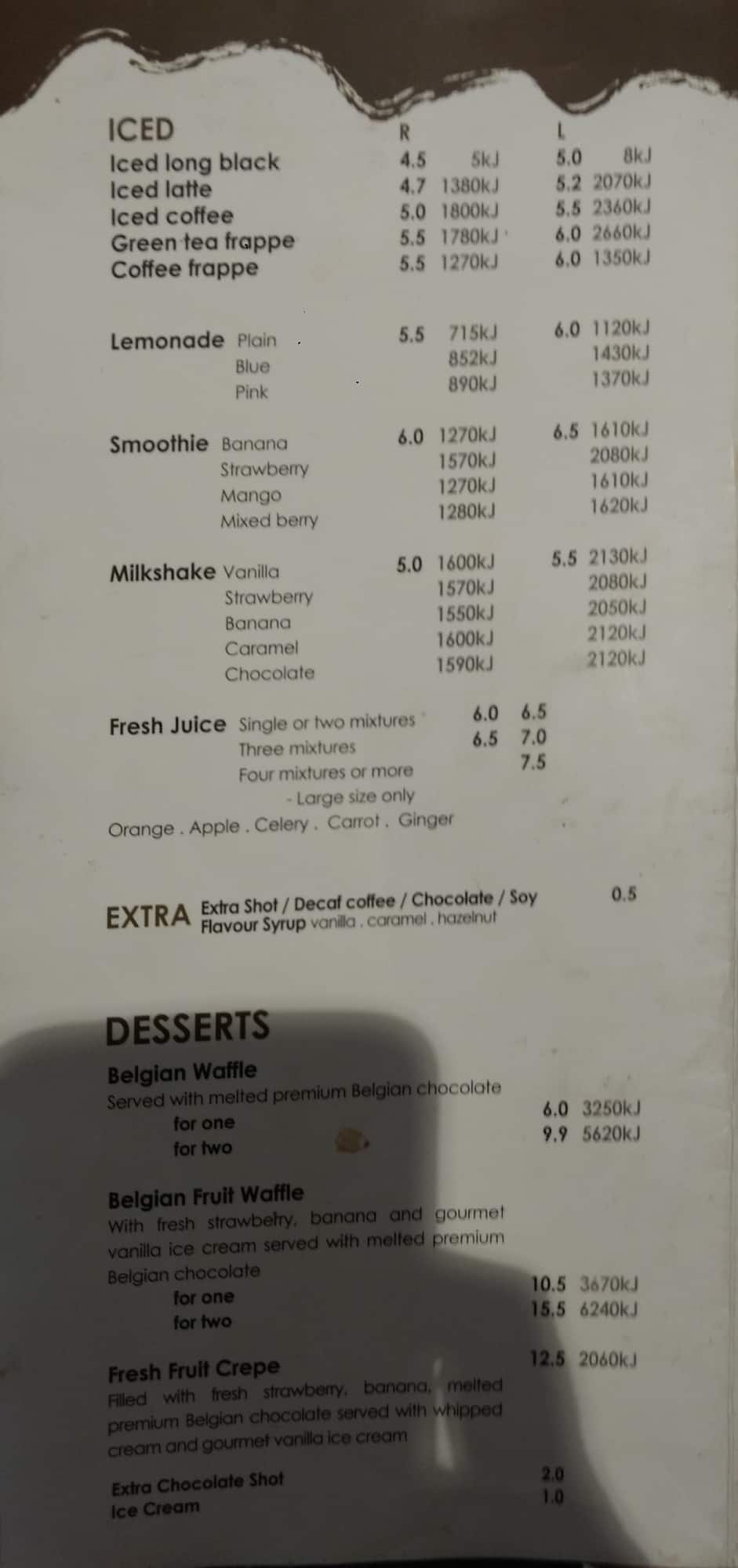 Menu at Caffe Cherry Beans - Campbelltown Mall cafe, Campbelltown