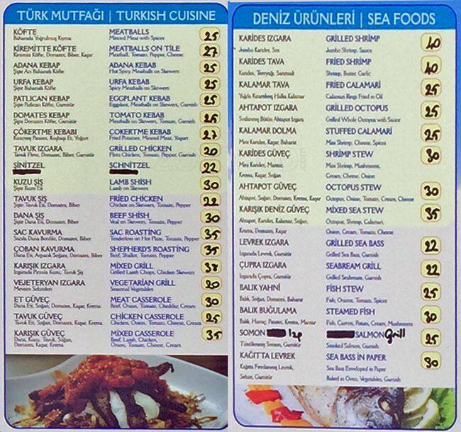 Menu at Bitez Defne Restaurant, Bodrum, Atatürk Blv.
