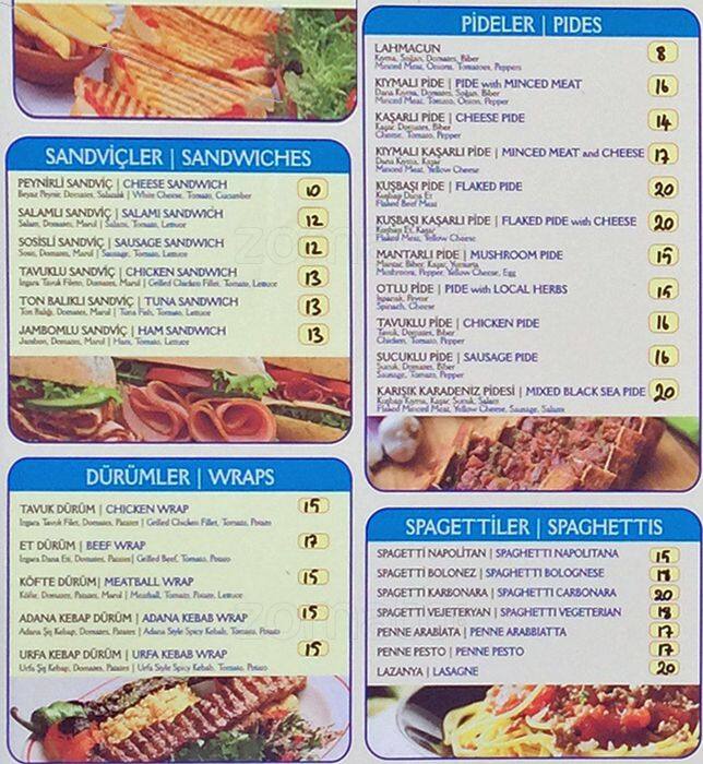 Menu at Bitez Defne Restaurant, Bodrum, Atatürk Blv.