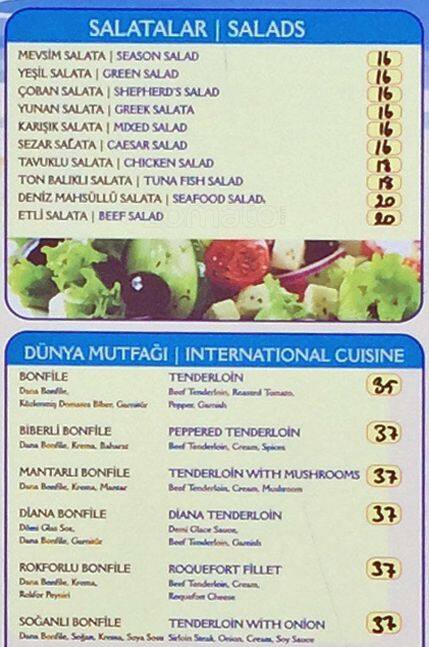 Menu at Bitez Defne Restaurant, Bodrum, Atatürk Blv.