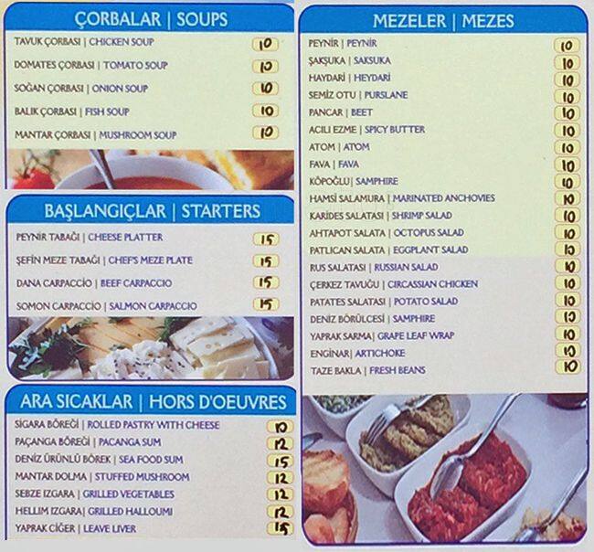 Menu at Bitez Defne Restaurant, Bodrum, Atatürk Blv.