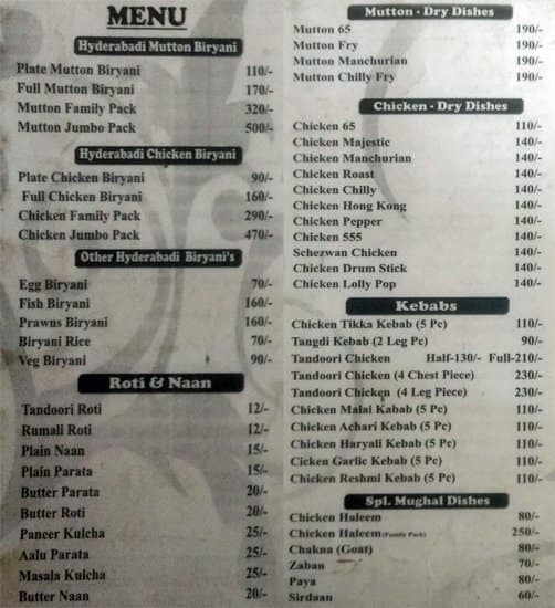 Deccan Chef Menu, Menu for Deccan Chef, Nampally, Hyderabad - Zomato