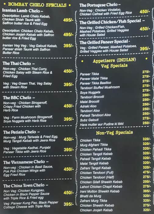 Menu of Chelo On The Go - Wonder Meals & More, Manpada, Thane West, Thane