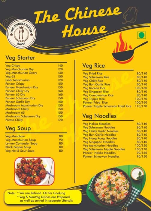 Menu of The Chinese House, Ravet, Pune