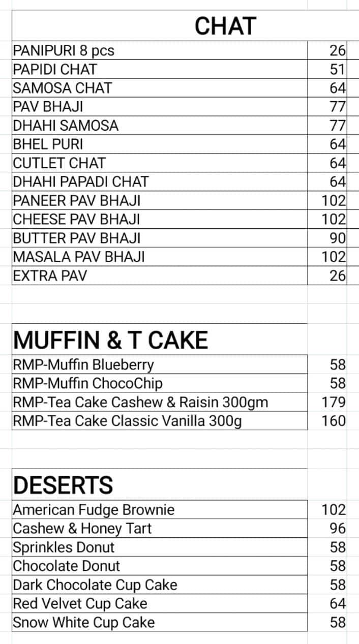 Menu of Just Bake, Nagole, Hyderabad