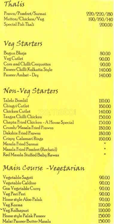 Menu at Tavira, Mumbai, 2R3J+W74