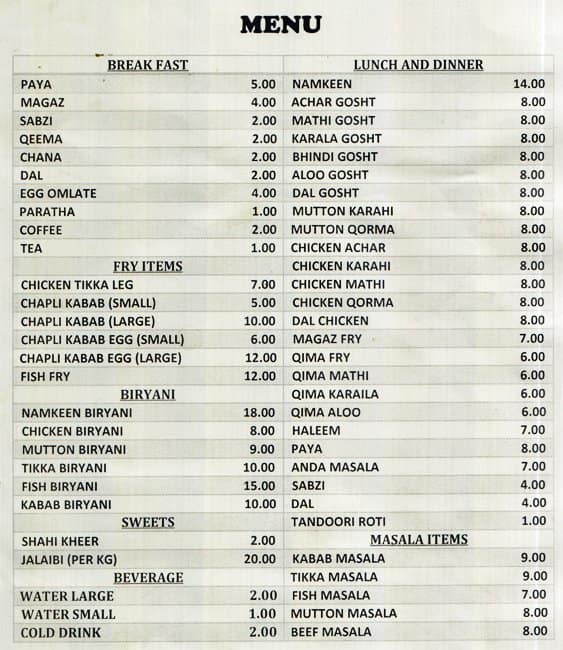 Al Shareef Restaurant Menu, Menu untuk Al Shareef Restaurant, Al Mujarrah, Sharjah - Zomato