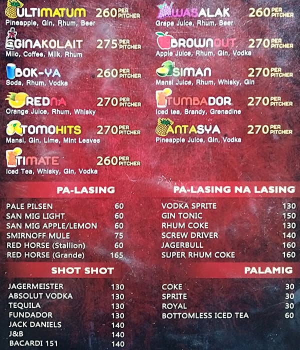 Menu at Ultimate Liempo Haus restaurant, Quezon City