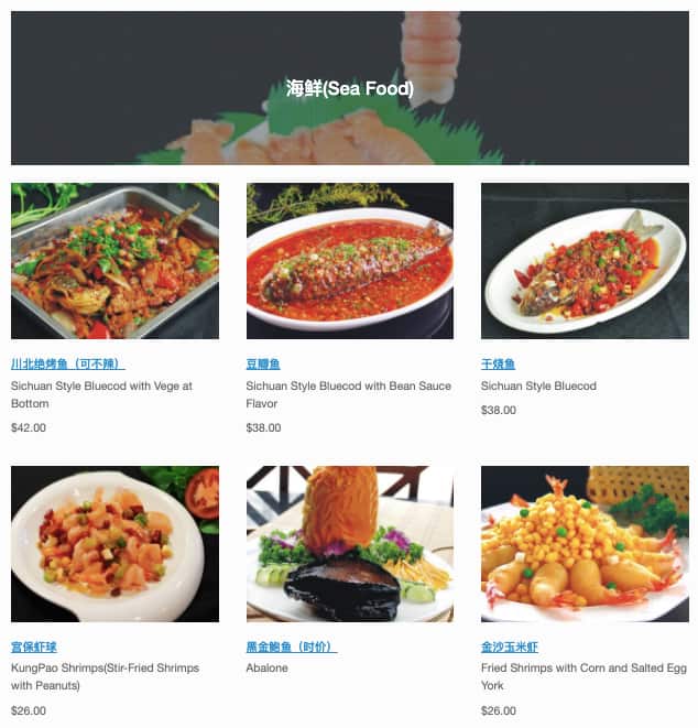 Menu at Wang Jia Wei restaurant, Auckland